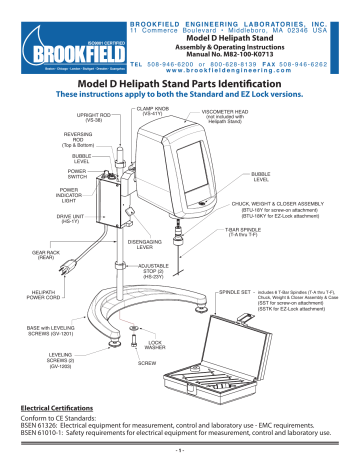 Brookfield Helipath Stand Operating instructions | Manualzz