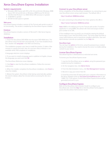 Xerox DocuShare Express Installation Guide | Manualzz