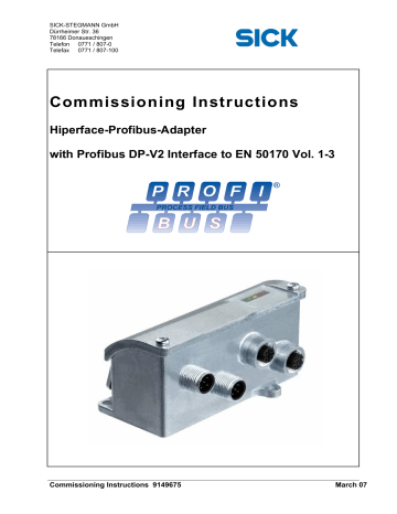 Sick Hiperface-Profibus-Adapter Instructions | Manualzz