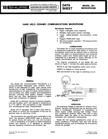 Shure 201 User Guide | Manualzz