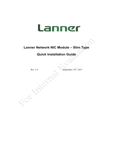 Lanner Ethernet NIC Module User Manual | Manualzz