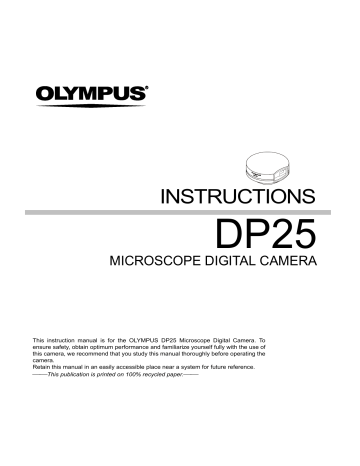 OLYMPUS DP25 Microscope Digital Camera Instruction Manual | Manualzz