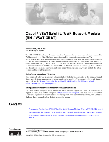 Cisco NM-1VSAT-GILAT Satellite WAN Network Module User Guide | Manualzz