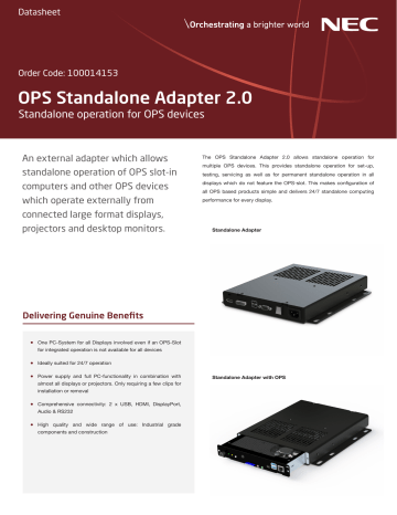 NEC 2.0 OPS Standalone Adapter Datasheet | Manualzz
