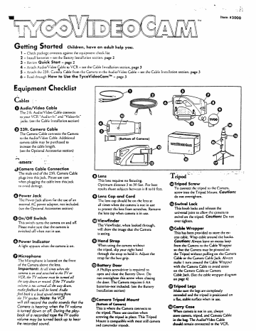 Mattel Tyco VideoCam Instruction Sheet | Manualzz