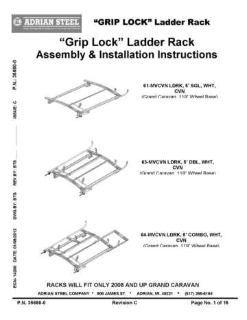 Adrian Steel Ladder Rack Assembly & Installation Instructions | Manualzz