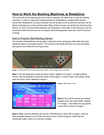 Bowling Machine User Guide | Manualzz