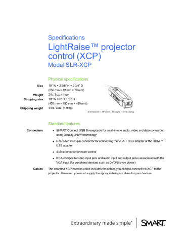 SMART Technologies LightRaise 60wi and 60wi2 Specifications | Manualzz