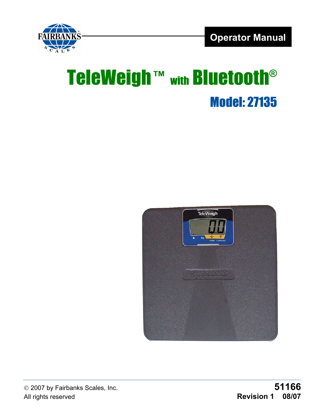 Fairbanks Scales TeleWeigh Digital Health Scale Manual | Manualzz