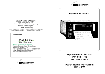 IPP 144 40, IPP 144 40 E & IPP AW User's Manual | Manualzz