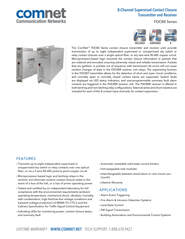 ComNet FDC80 Series Contact Closure Transmitter and Receiver Datasheet ...