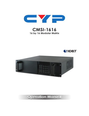 Cypress Technology Modular Matrix CMSI-1616 Operation Manual | Manualzz