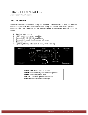 MASTERPLANT ATTENUATOR II User Manual | Manualzz