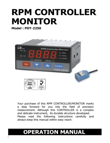 RPM controller/monitor PDT-2250 Operation Manual | Manualzz