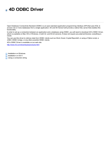 4D ODBC Driver User Manual | Manualzz