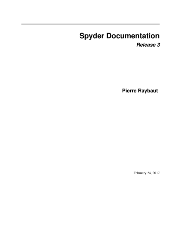 Spyder development software Documentation | Manualzz