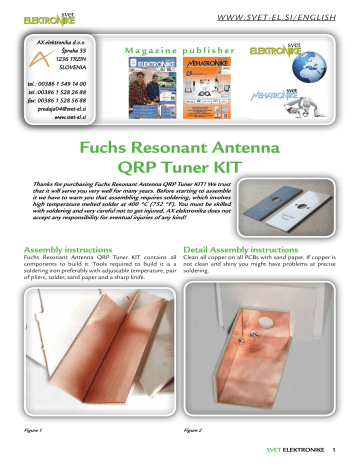 Fuchs Resonant QRP Tuner KIT User Manual | Manualzz