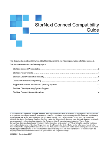 Quantum StorNext Connect Compatibility Guide | Manualzz