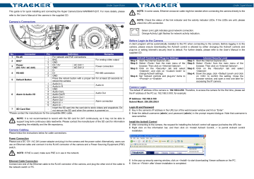 Tracker camera WARRANT-EXT Quick Guide | Manualzz