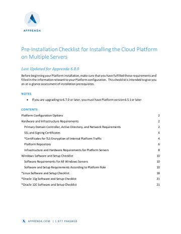 Apprenda Cloud Platform Pre-Installation Checklist | Manualzz