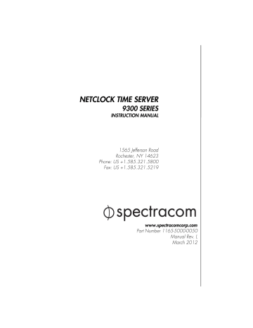Orolia NetClock Time Server 9300 Series Instruction manual | Manualzz