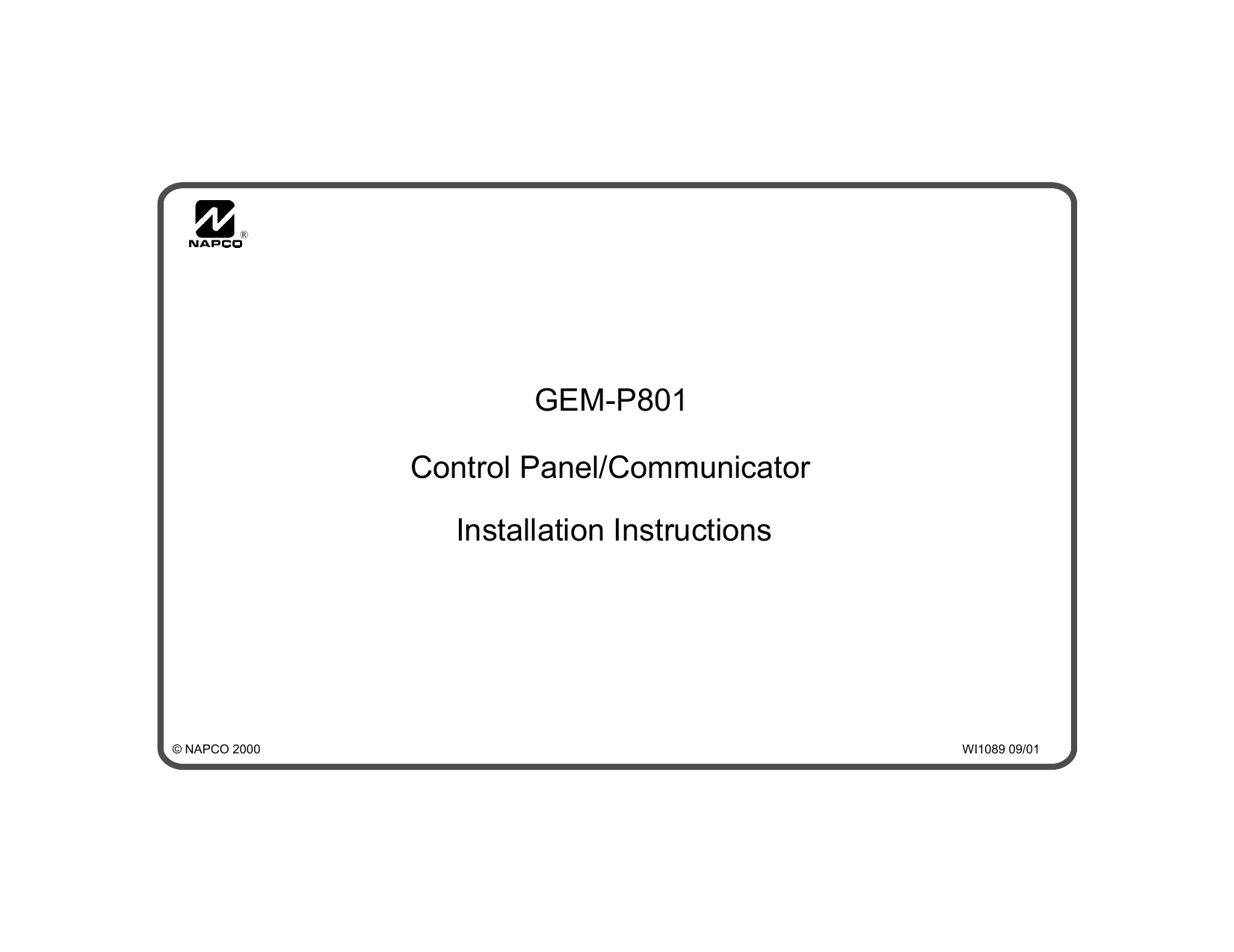 Gemini GEM-P801 Installation Instructions Manual | Manualzz