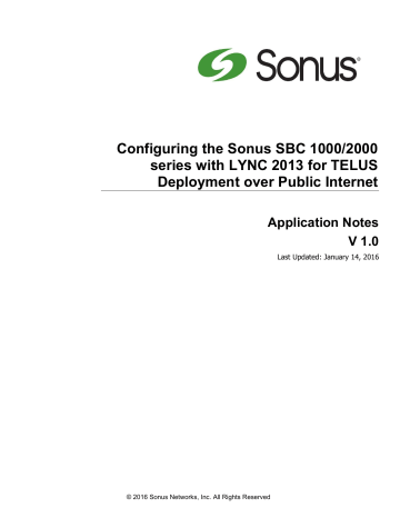 Sonus SBC 1000/2000 series Application Notes | Manualzz