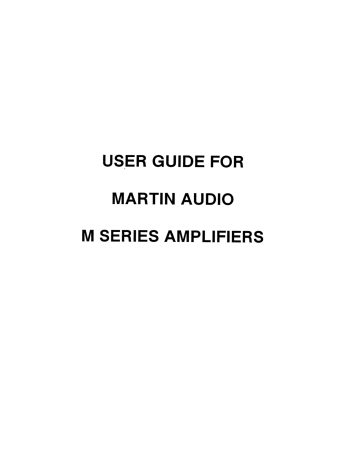 Martin Audio M Series Amplifiers User Guide | Manualzz