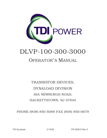 DLVP 100-300-3000 Operator's Manual | Manualzz