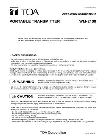 TOA WM-2100 01 manual | Manualzz