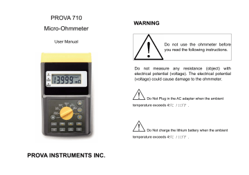PROVA 710 Micro-Ohmmeter User Manual | Manualzz
