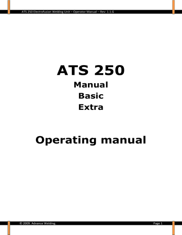 Advance Welding ATS 250 Operating Manual | Manualzz