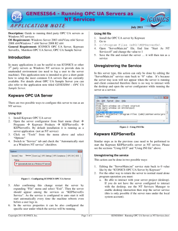 GENESIS64 - Running OPC UA Servers as NT Services | Manualzz