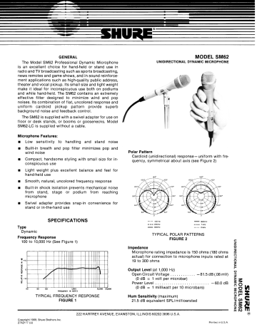 Shure SM62 User guide | Manualzz
