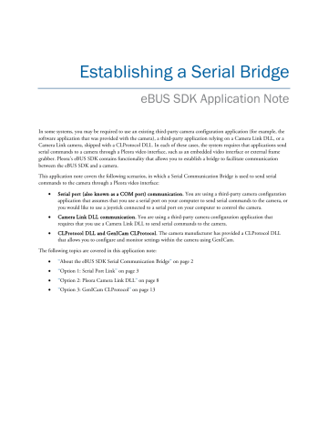 Pleora Serial Bridge Application Note | Manualzz
