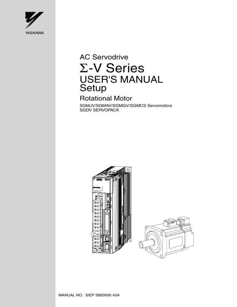 AC Servodrive Σ-V Series USER`S MANUAL Setup Rotational Motor | Manualzz