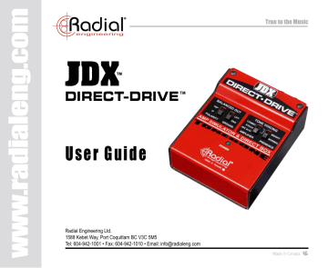 Radial Engineering JDX Direct-Drive Owner's Manual | Manualzz