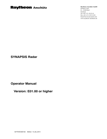 Raytheon Synapsis Radar 01.00 or higher Operation Manual | Manualzz