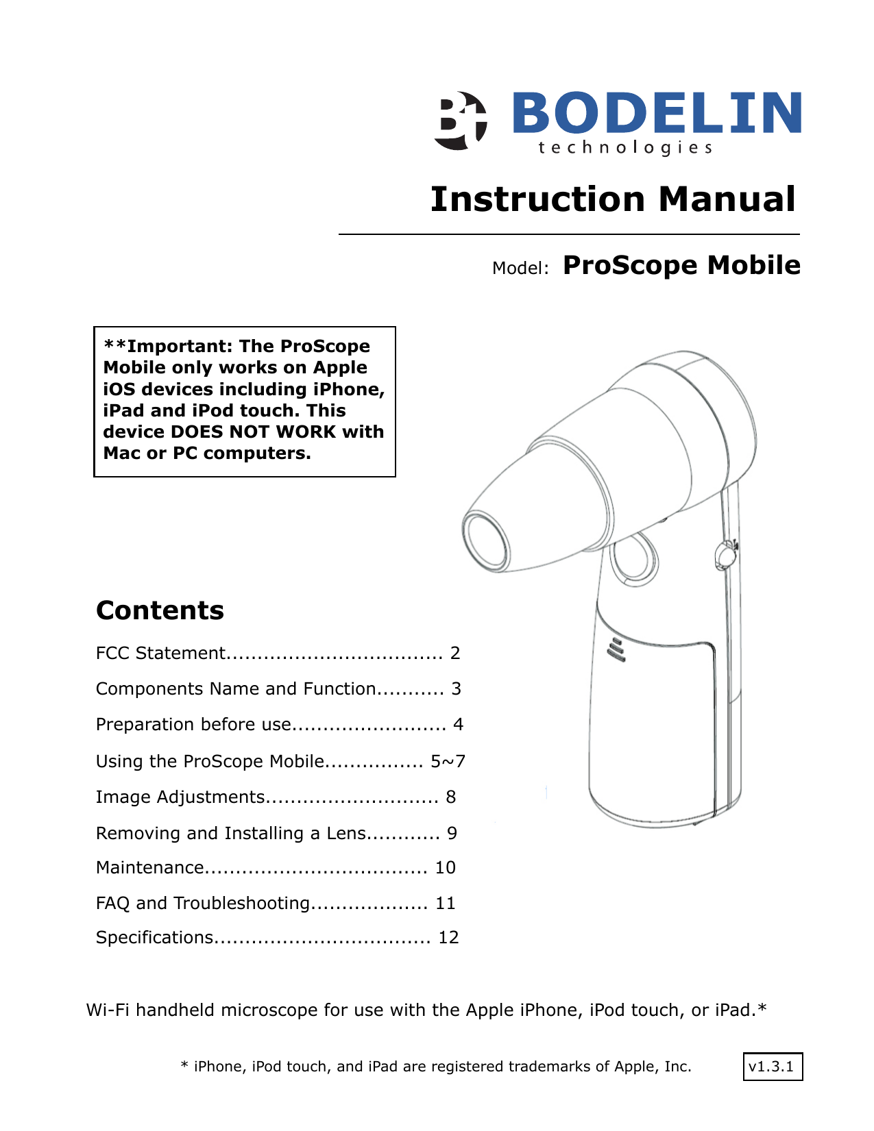 Bodelin technologies ProScope Mobile Instruction manual | Manualzz
