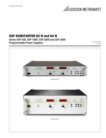 Gossen MetraWatt SSP 500 - 1000 Operating instructions | Manualzz