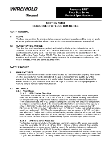 Wiremold RFB4 Four Gang Floor Box Specifications | Manualzz