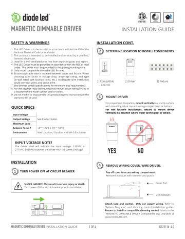 Magnetic Dimmable Driver Installation Guide | Manualzz