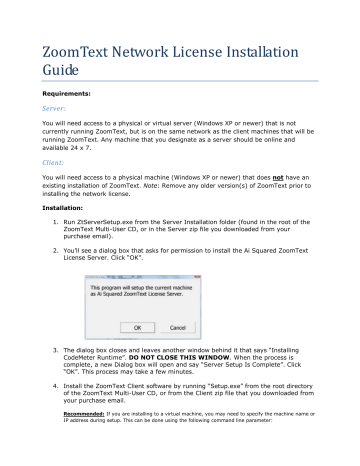 ZoomText Network License User Guide | Manualzz