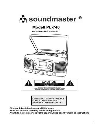 soundmaster record player PL 740 User Manual | Manualzz