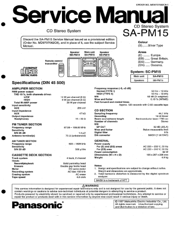 Panasonic SC-PM15 SA-PM15 Service Manual | Manualzz