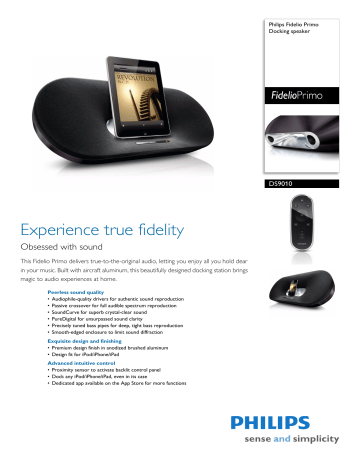 Philips Fidelio Primo DS9010 Docking Speaker | Manualzz