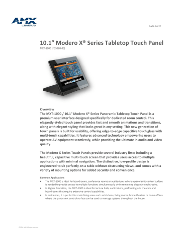 AMX MXT-1000 touch panels Data Sheet | Manualzz