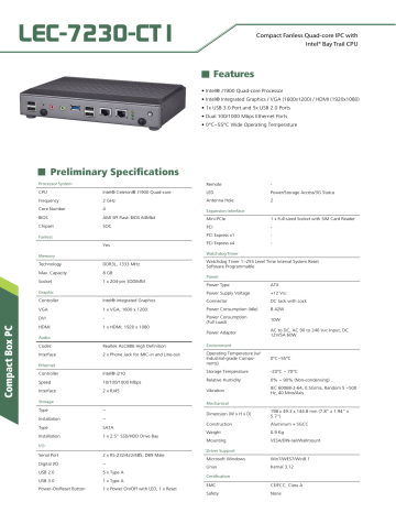 Lanner LEC-7230-CT1 Datasheet | Manualzz