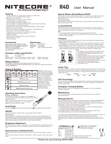 NITECORE R40 User Manual | Manualzz