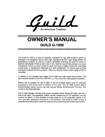 Guild G 1000 Stereo Amplifier - Owners Manual | Manualzz